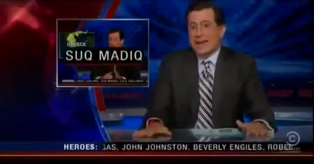 Stephen Colbert Breaks Character after Thanking Suq Madiq - Coub
