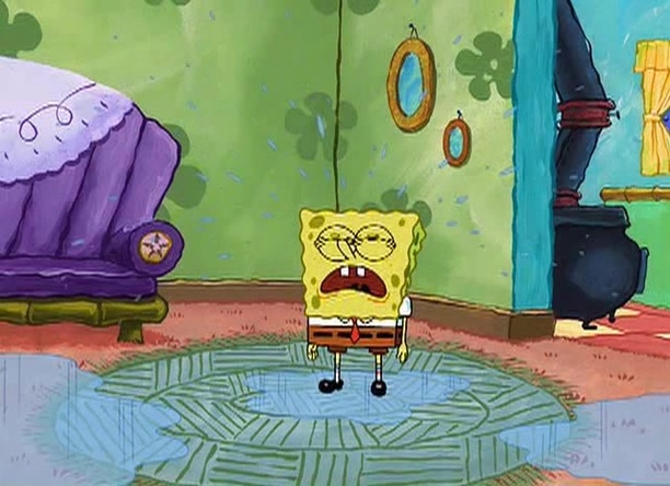 spongebob crying at work