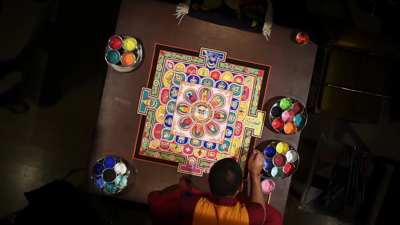 Sand mandala: Tibetan Buddhist ritual - Coub