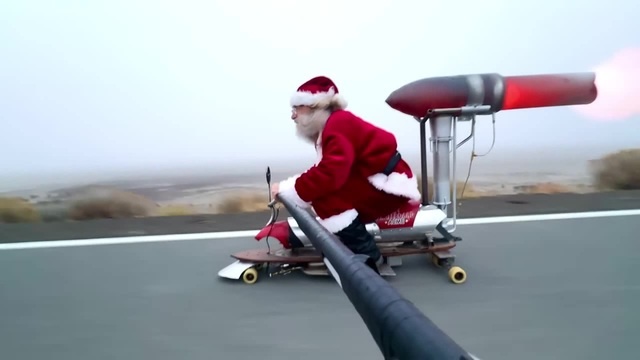 Crazy Rocketman Santa on a pulsejet skateboard - Coub