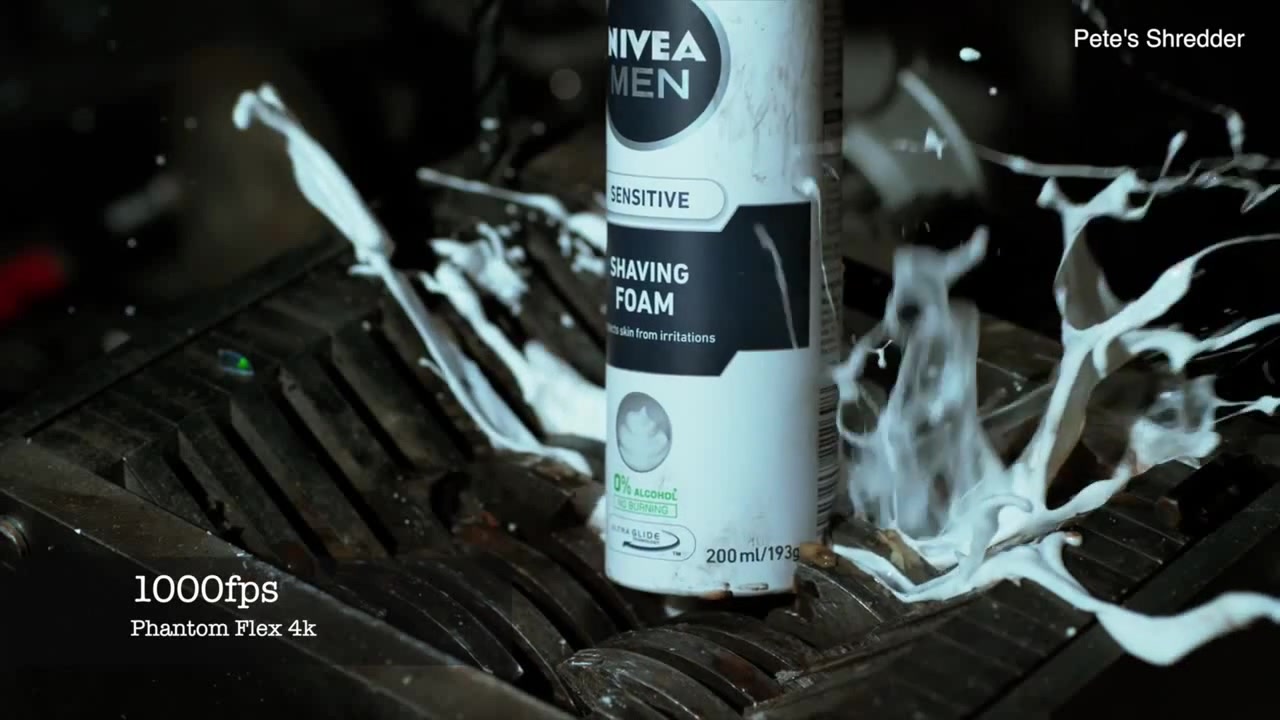 Shaving foam explosion in shredder, in super slow motion - Coub