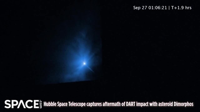 NASA DART asteroid impact aftermath seen by Hubble in amazing time-lapse - Coub