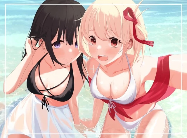 Chisato & Takina in Bikinis - Coub