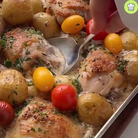 🍗 Chicken with Potatoes in Creamy Mustard Sauce - Coub