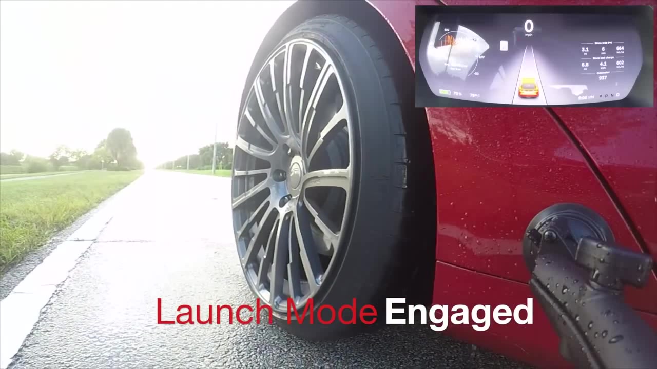 2.7 seconds to 60 MPH in the RAIN - Tesla Model S P100D Ludicrous - Coub