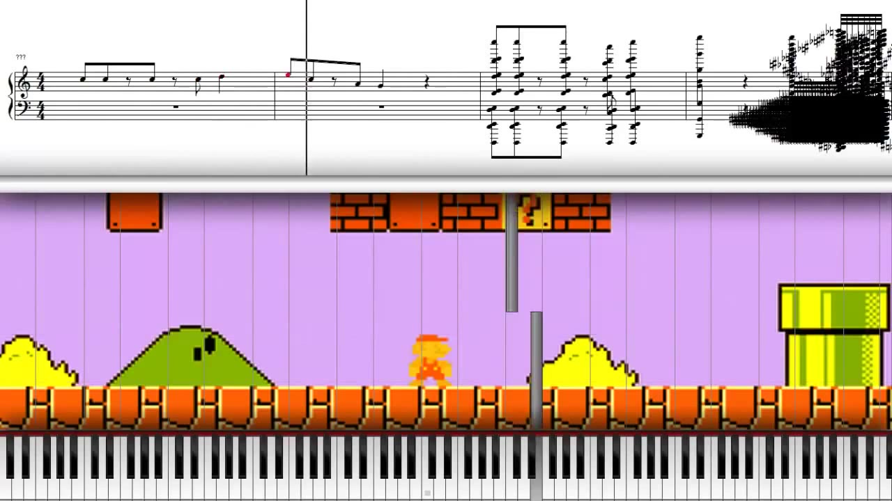 Black Score: NES Super Mario - Overworld Theme | Black MIDI - Coub