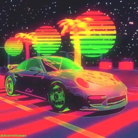 Porsche RetroWave drive [Galaxy Shuttle - Johnny Ola] - Coub