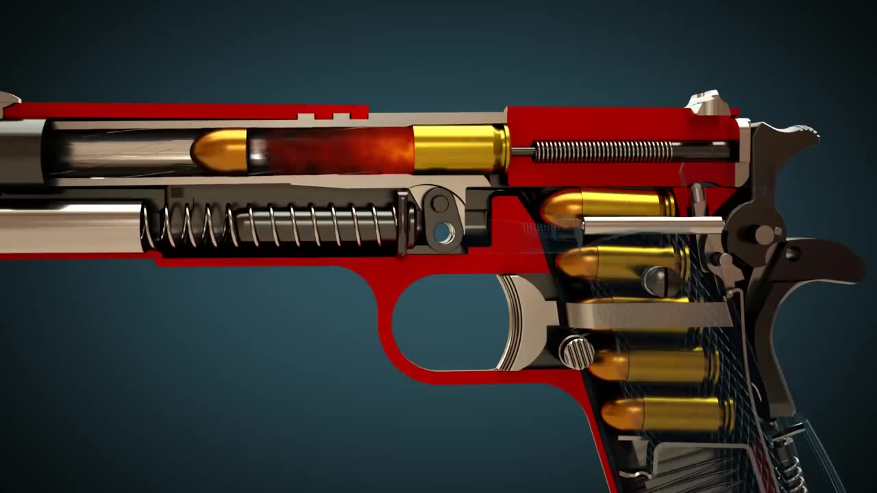 How a gun (Colt M1911) works! (Animation) - Coub