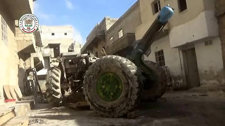 FSA "Hell Cannon" propane tank mortar bringing down the house - Coub