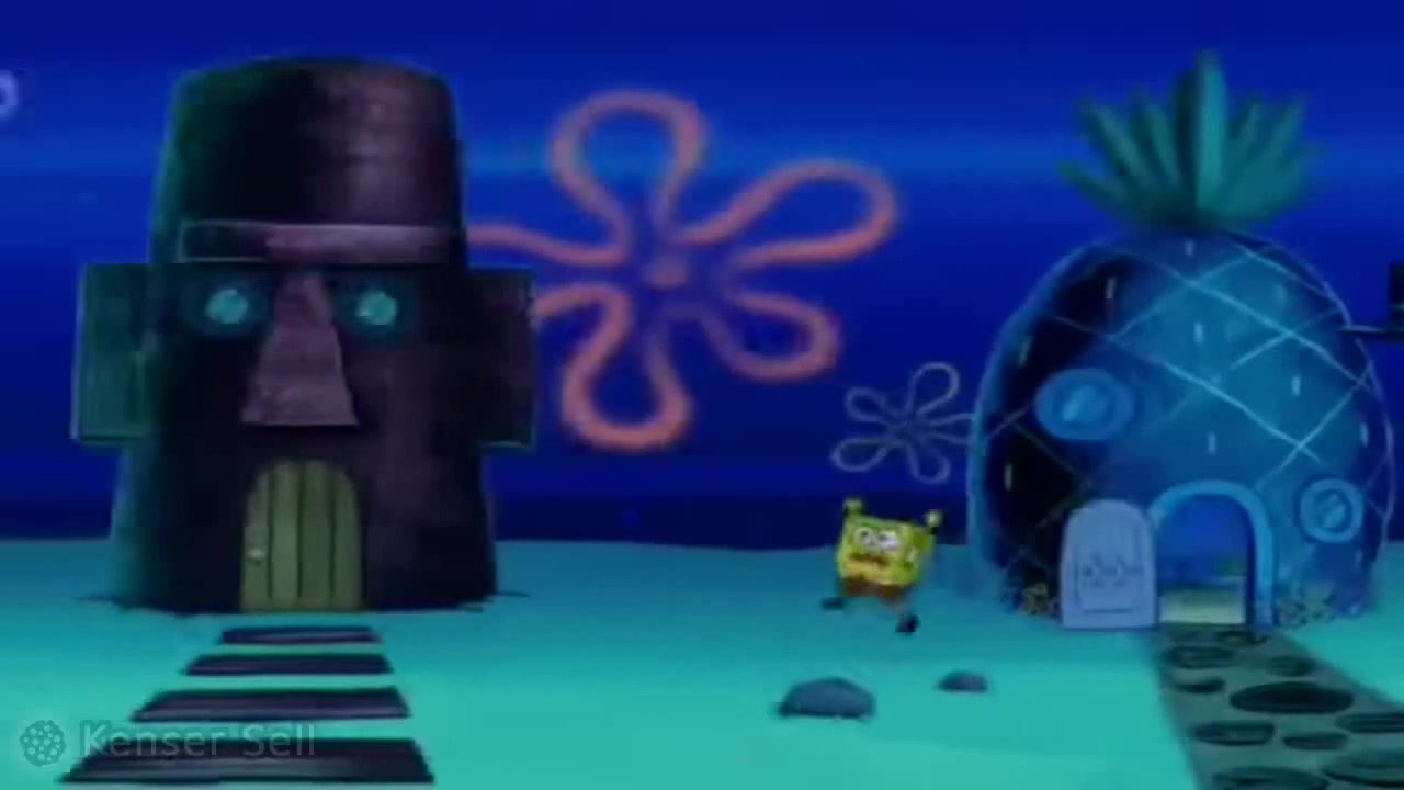 Spongebob caves in Squidward's skull - Coub