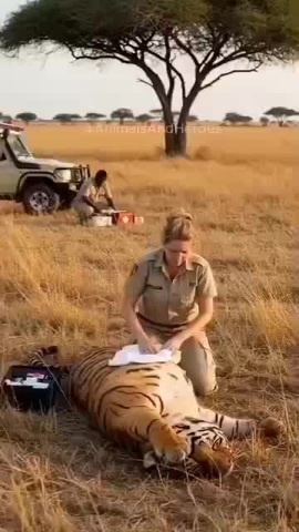 Helping a female tiger give birth while a male tiger is also present.😍 - Coub