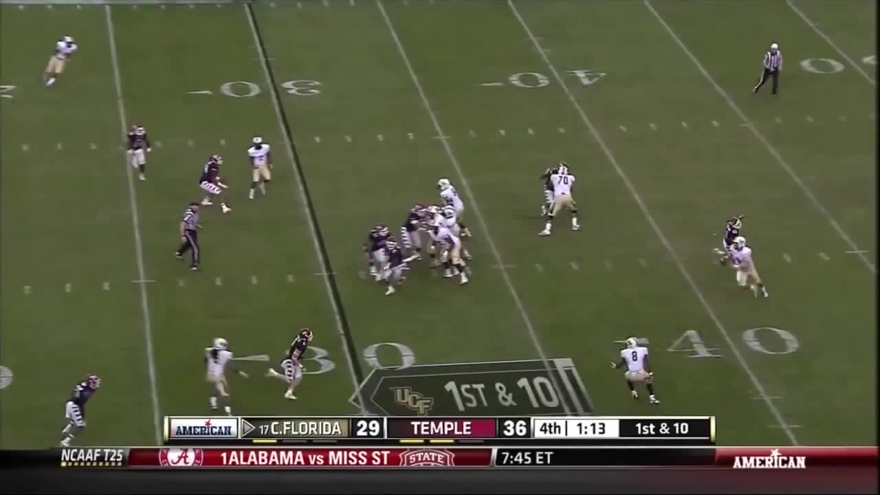 UCF WR JJ Worton Incredible One Handed Diving Touchdown Catch. Catch of the Year!! - Coub