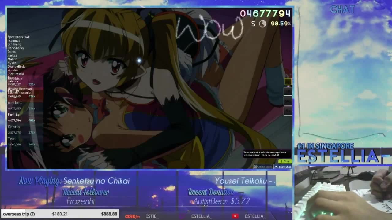 osu! | Emilia | Yousei Teikoku - Senketsu no Chikai [Insanity] | HDDT - Coub
