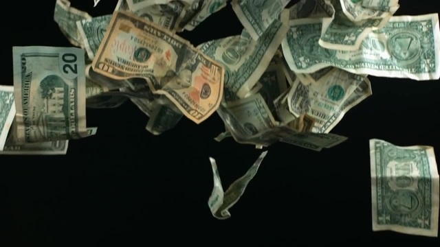 Slow Motion Falling Money HD US Dollars Fall from the Sky with Video Shot in High Definition ...