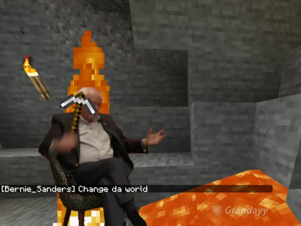 Bernie Sanders gets burned by lava in Minecraft - Coub