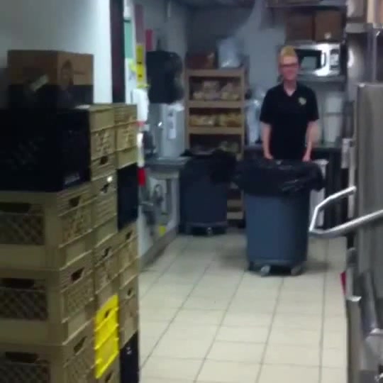 Rolling on a garbage can in tim hortons - Coub