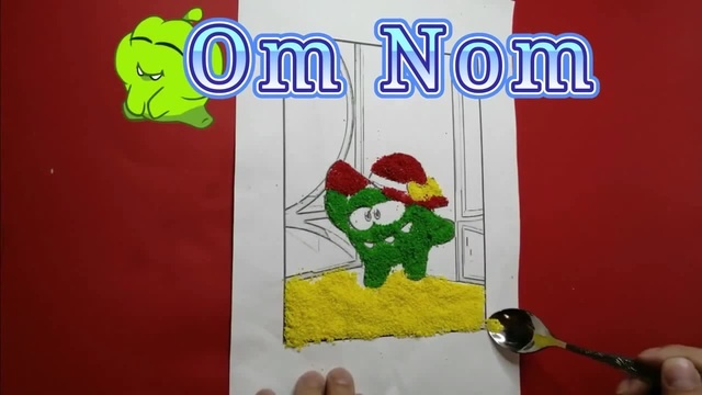 Om Nom Puts on the Red Hat and Goes to the Park. Sand Art. Animation - Coub